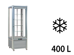 4 sided glass upright display freezer with rotating shelves 400ltr | MARCA